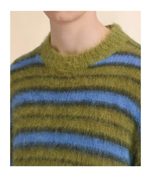 Marni Striped Brushed Mohair Blend Crewneck Jumper - Acid