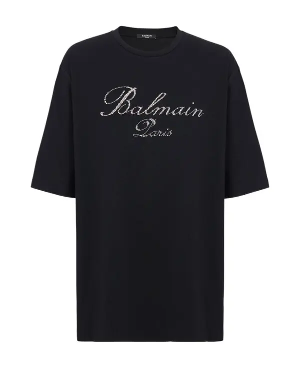 Balmain Logo Embellished Crewneck T-shirt - Black