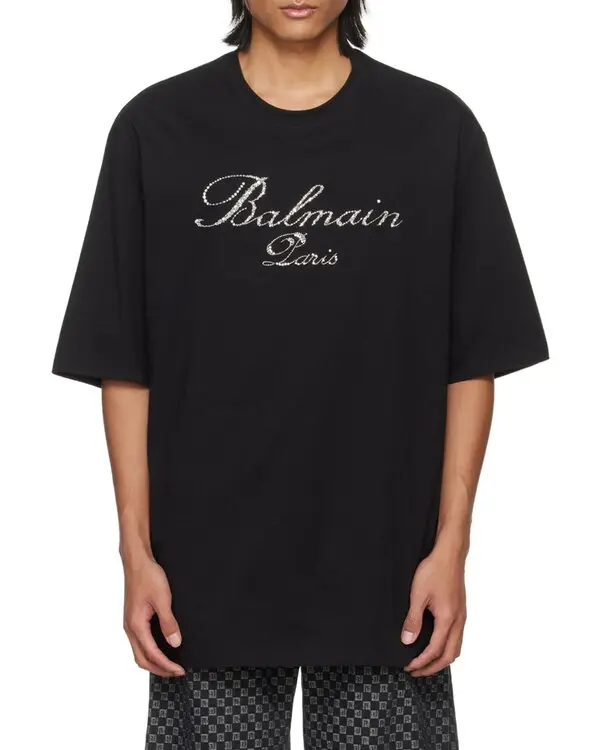 Balmain Logo Embellished Crewneck T-shirt