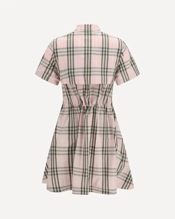 Burberry Checked Drawcord Waist Mini Dress - Mallow Powder