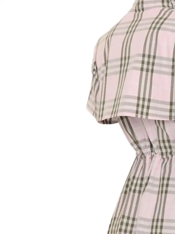 Burberry Checked Drawcord Waist Mini Dress - Mallow Powder