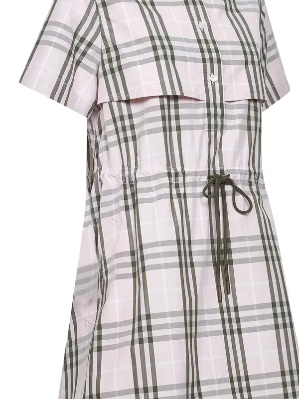 Burberry Checked Drawcord Waist Mini Dress - Mallow Powder