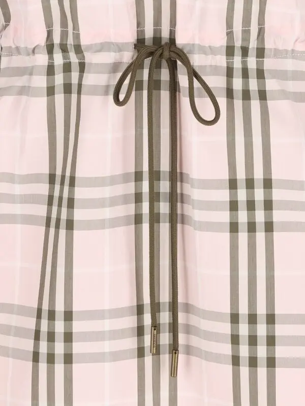 Burberry Checked Drawcord Waist Mini Dress - Mallow Powder