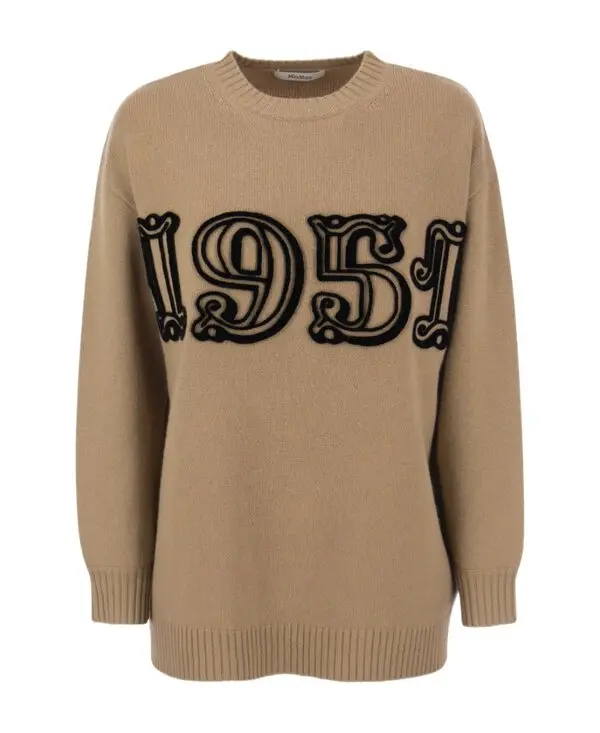 Max Mara Logo Embellished Round Neck Sweater