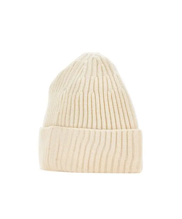 Stone Island Compass Patch Ribbed Beanie - Nude