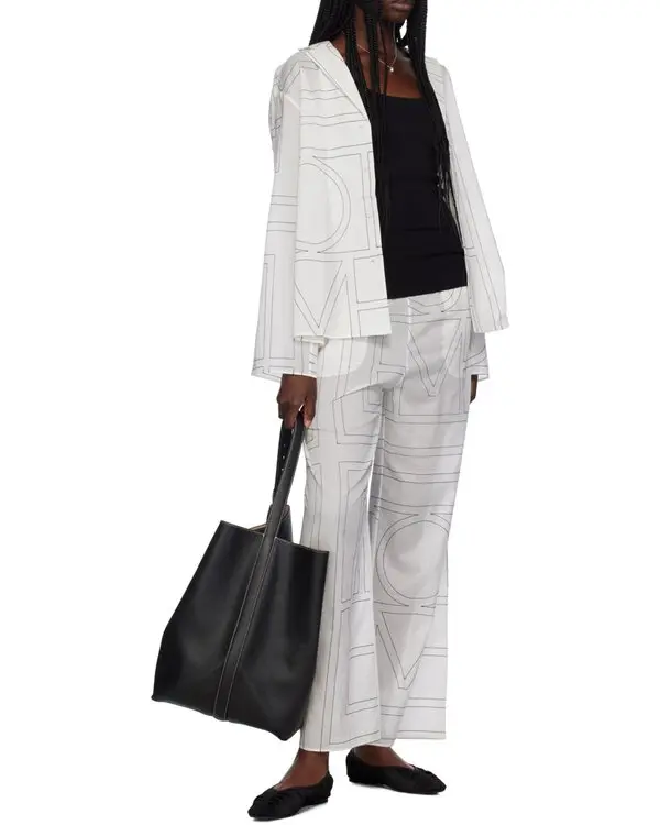 TOTEME Monogram Print Pyjama Pants - White