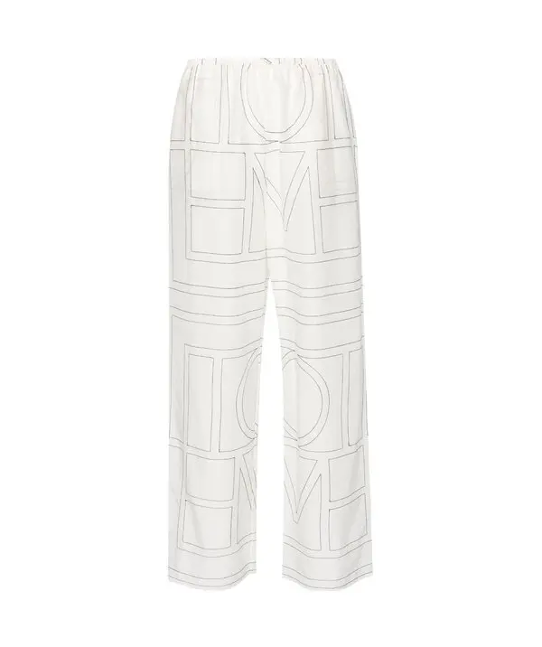 TOTEME Monogram Print Pyjama Pants - White/black