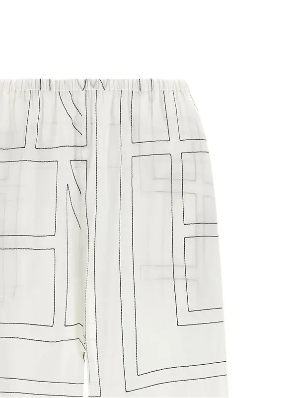 TOTEME Monogram Print Pyjama Pants - White/black