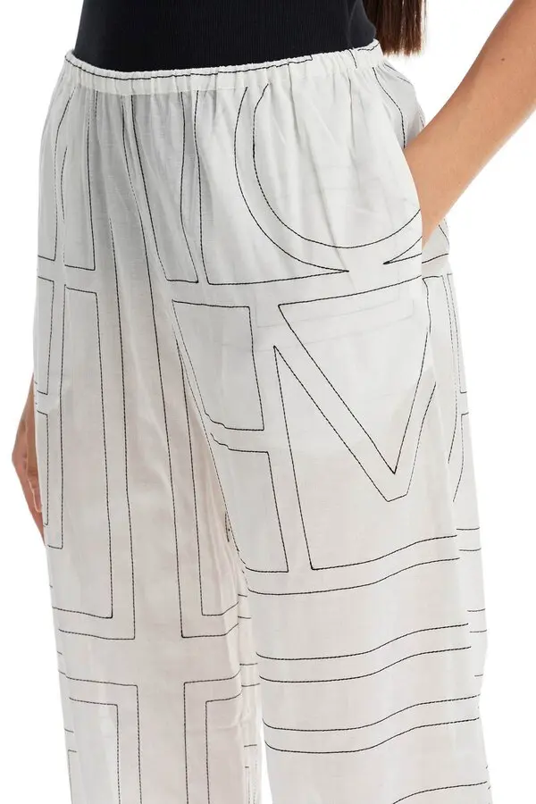 TOTEME Monogram Print Pyjama Pants - White/black