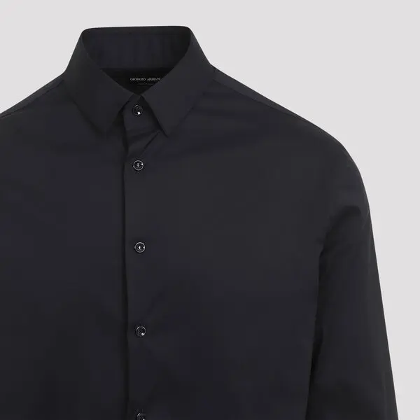 Giorgio Armani Curved Hem Poplin Shirt - Deep Navy