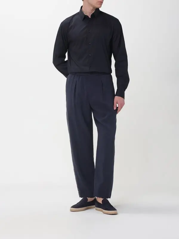 Giorgio Armani Curved Hem Poplin Shirt - Deep Navy
