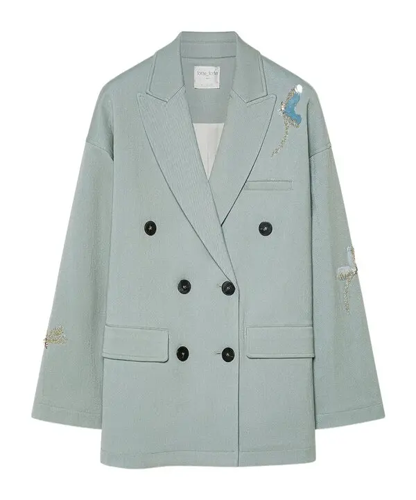 FORTE_FORTE Double Breasted Decorative Coat - Gray