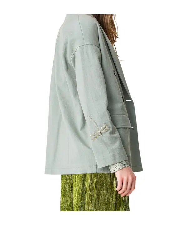 FORTE_FORTE Double Breasted Decorative Coat - Gray