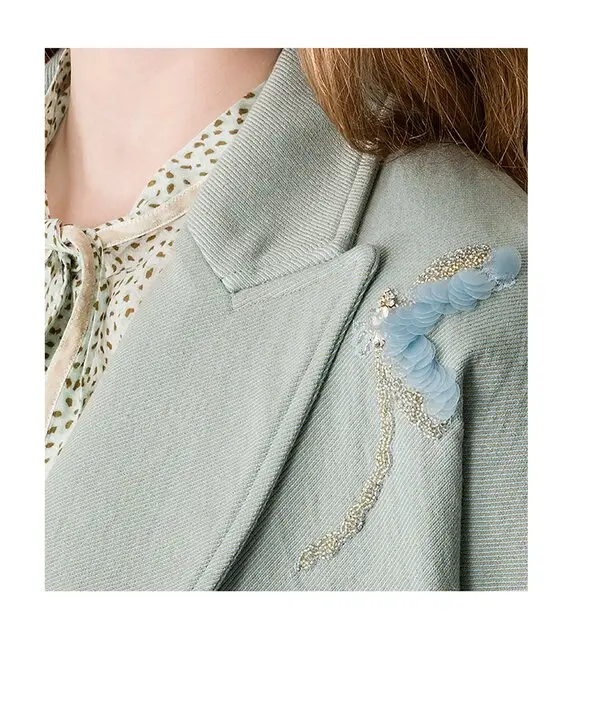 FORTE_FORTE Double Breasted Decorative Coat - Gray