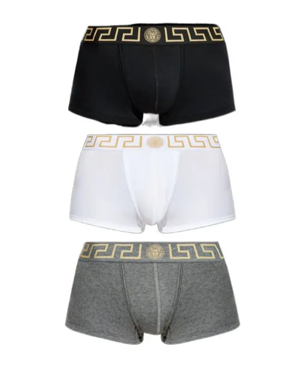 Versace Greca-border Three-pack Boxer Briefs - Black