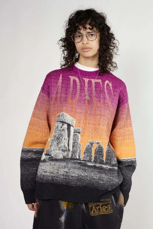 Aries Henget Illustration-print Jumper - Black