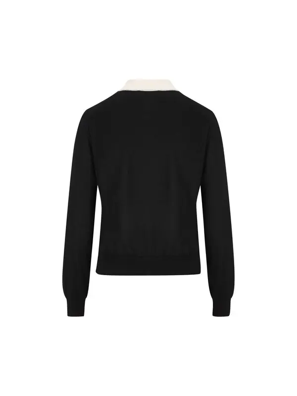 Celine Long Sleeve Polo Sweater In Fine Cashmere Silk