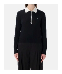 Celine Long Sleeve Polo Sweater In Fine Cashmere Silk
