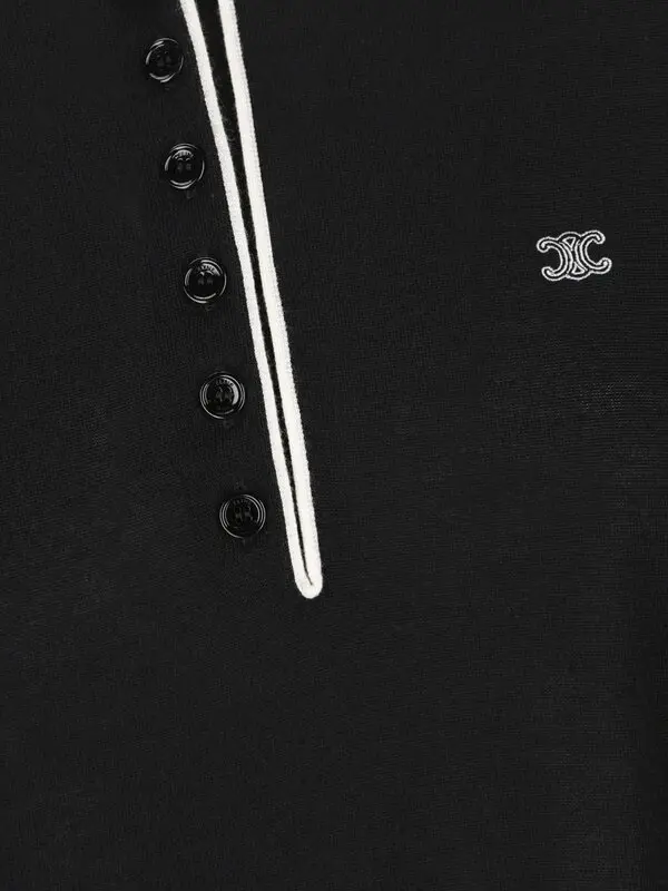 Celine Long Sleeve Polo Sweater In Fine Cashmere Silk