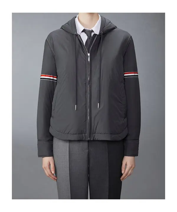 Thom Browne Zip-up Hooded Jacket With Striped Detail