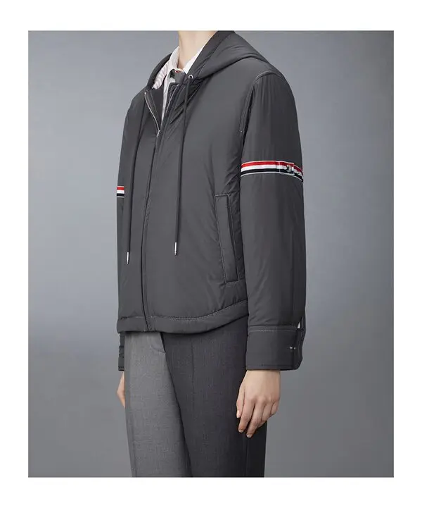 Thom Browne Zip-up Hooded Jacket With Striped Detail