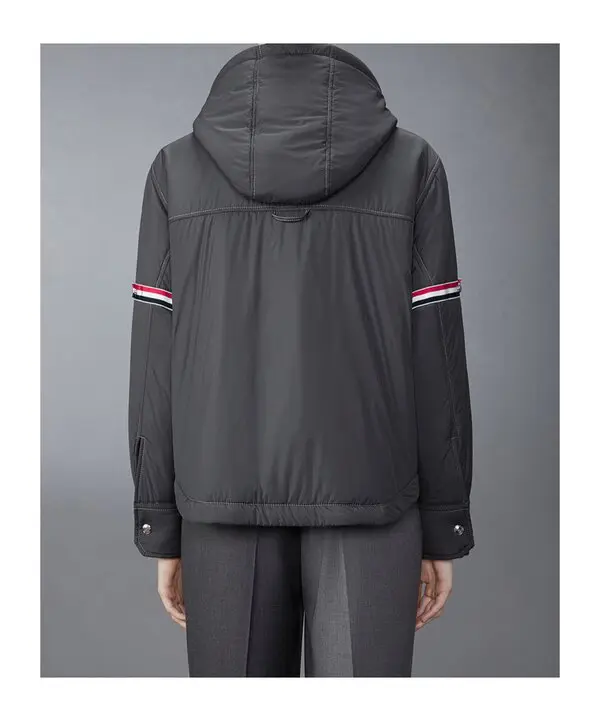Thom Browne Zip-up Hooded Jacket With Striped Detail