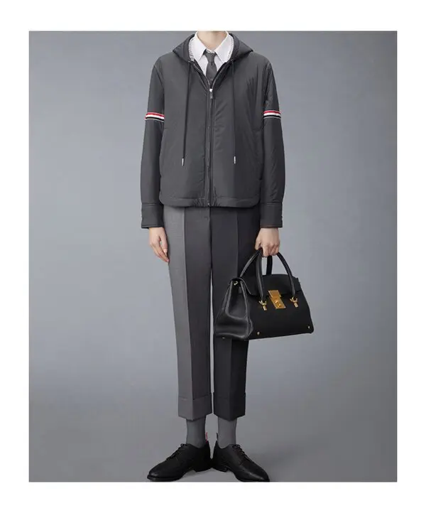 Thom Browne Zip-up Hooded Jacket With Striped Detail