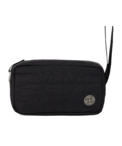 Stone Island Zipped Wrist Pouch With Logo Patch - Black