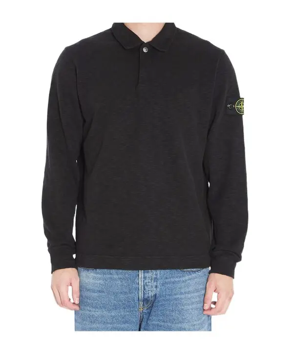 Stone Island Badge-detail Polo Shirt - Black