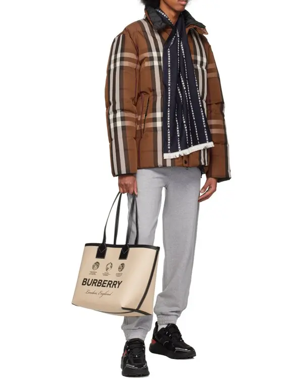 Burberry Logo Printed Top Handle Bag