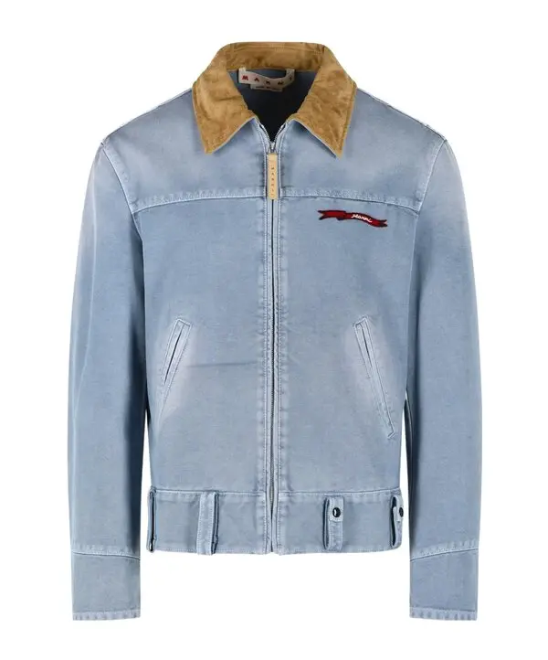 Marni Contrast Collar Zip Jacket - Light Blue