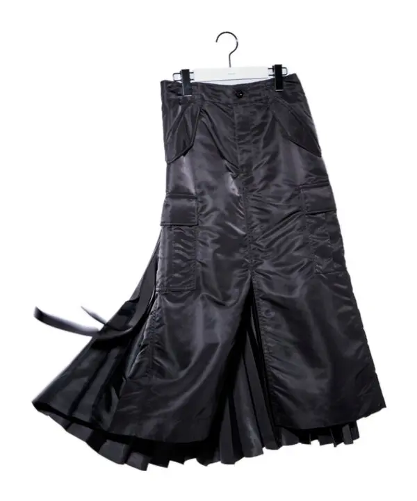 Sacai Twill Skirt With Cargo Pockets And Pleated Detailing