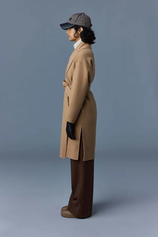 Mackage Belted Wool Wrap Coat With Shawl Lapels - Brown