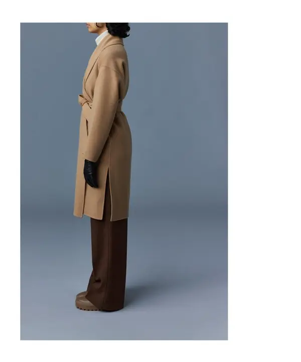 Mackage Belted Wool Wrap Coat With Shawl Lapels - Brown