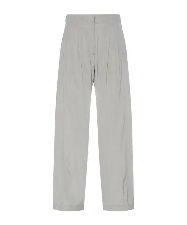 THE ROW Iven Crinkled Technical Silk Barrel Leg Pants - Smoky Grey