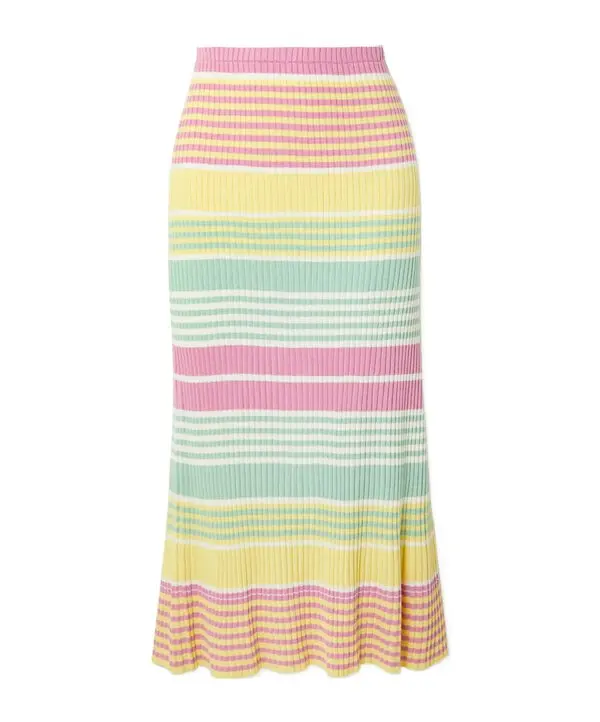 Rixo Kelly Striped Knit Midi Skirt