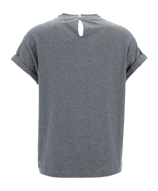 Brunello Cucinelli Embellished Crewneck T-shirt - Gray