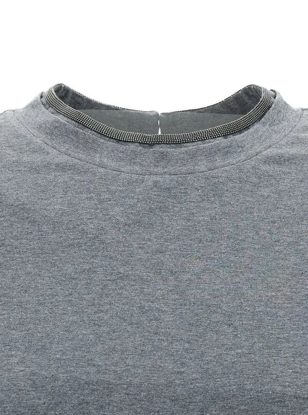 Brunello Cucinelli Embellished Crewneck T-shirt - Gray