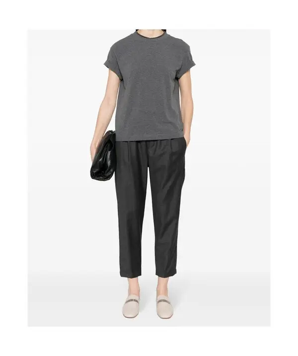 Brunello Cucinelli Embellished Crewneck T-shirt - Gray