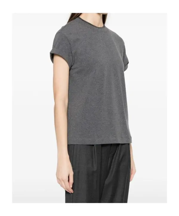 Brunello Cucinelli Embellished Crewneck T-shirt - Gray