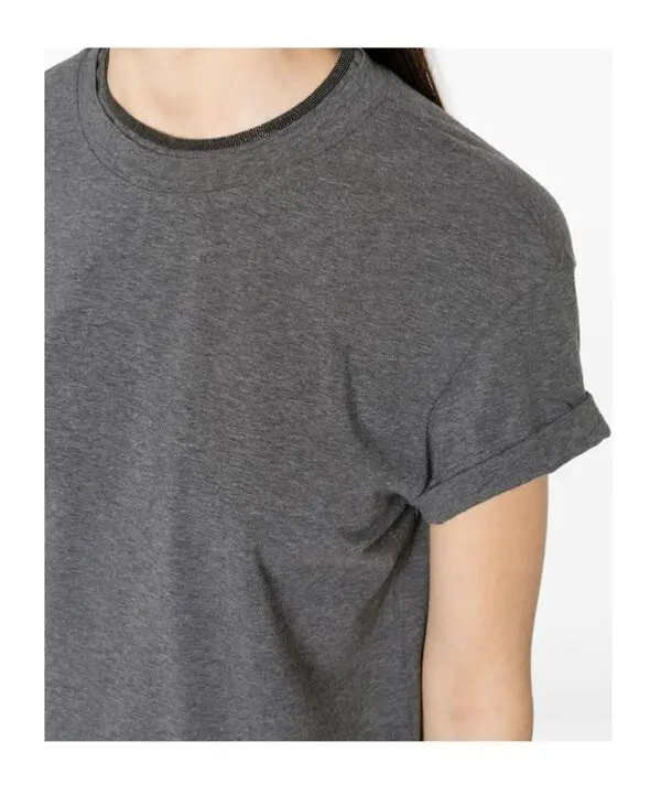 Brunello Cucinelli Embellished Crewneck T-shirt - Gray