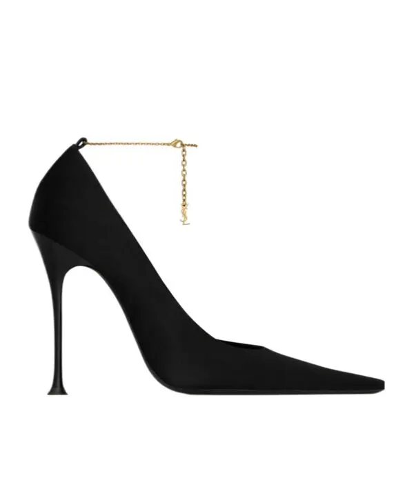 Saint Laurent Régine Pointed Toe Pumps With Adjustable Ankle Strap