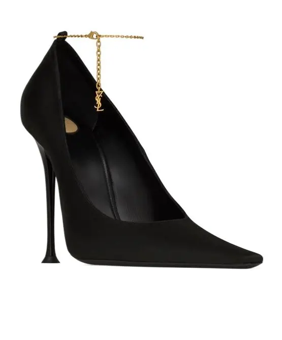 Saint Laurent Régine Pointed Toe Pumps With Adjustable Ankle Strap