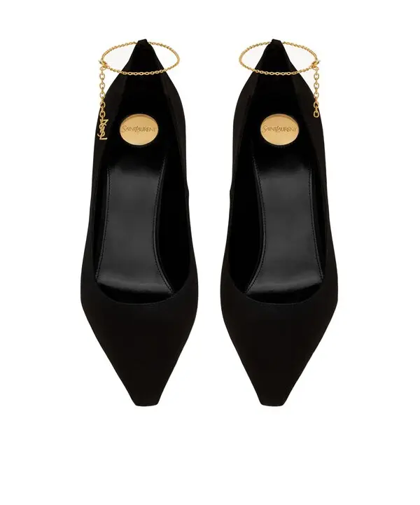Saint Laurent Régine Pointed Toe Pumps With Adjustable Ankle Strap