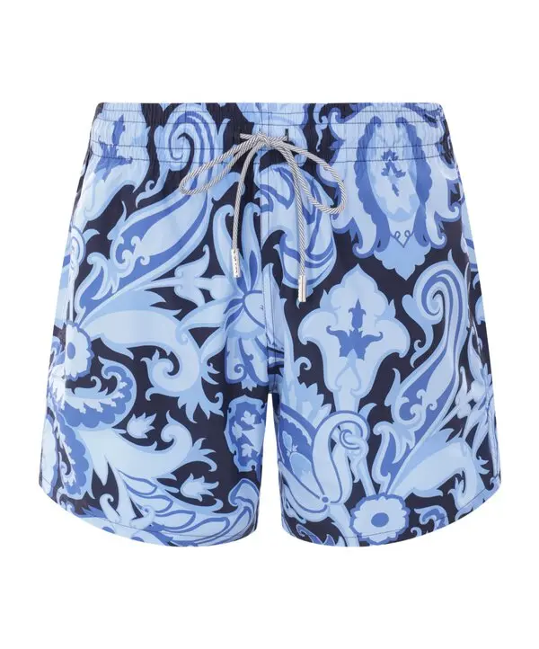 Etro Paisley Print Swim Shorts - Light Blue/multicolour