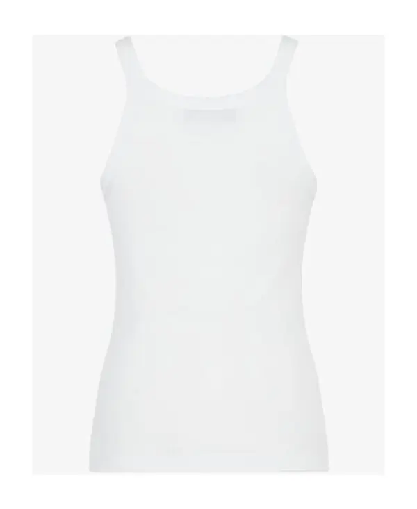 Fendi Logo Embroidered Ribbed Knit Tank Top - White