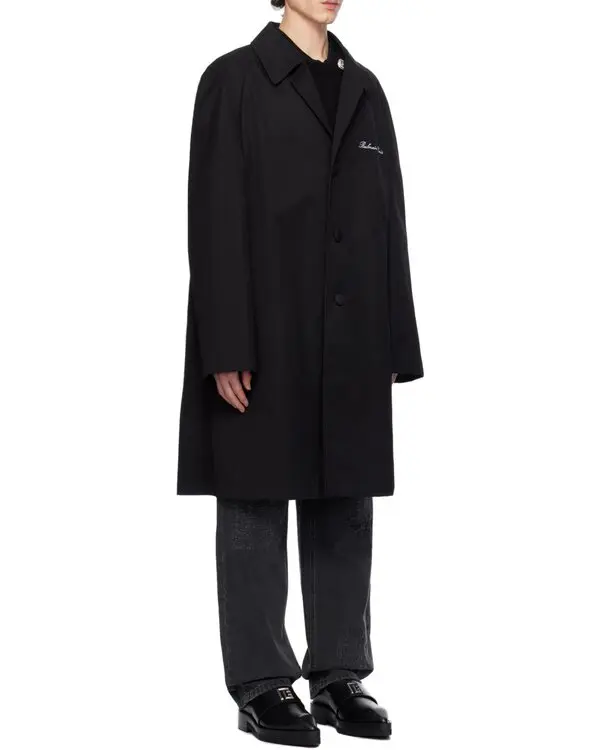 Balmain Logo Detailed Single Breasted Coat