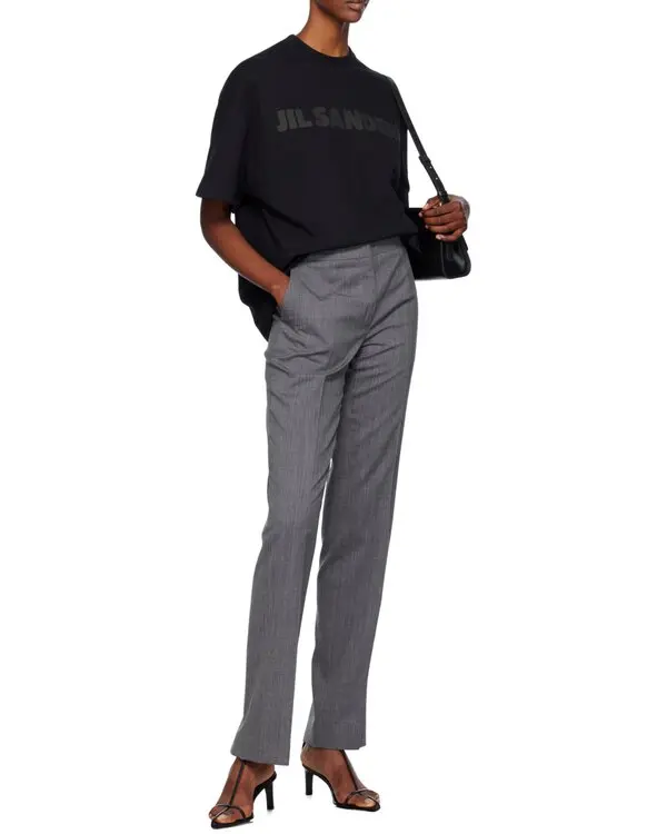 JIL SANDER Crewneck Short Sleeve T-shirt With Logo - Black