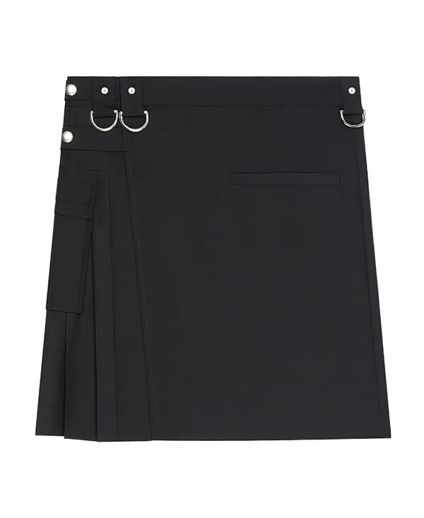 Givenchy High-waisted Pleated Kilt Skirt With D-ring Embellishments