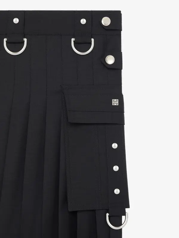 Givenchy High-waisted Pleated Kilt Skirt With D-ring Embellishments